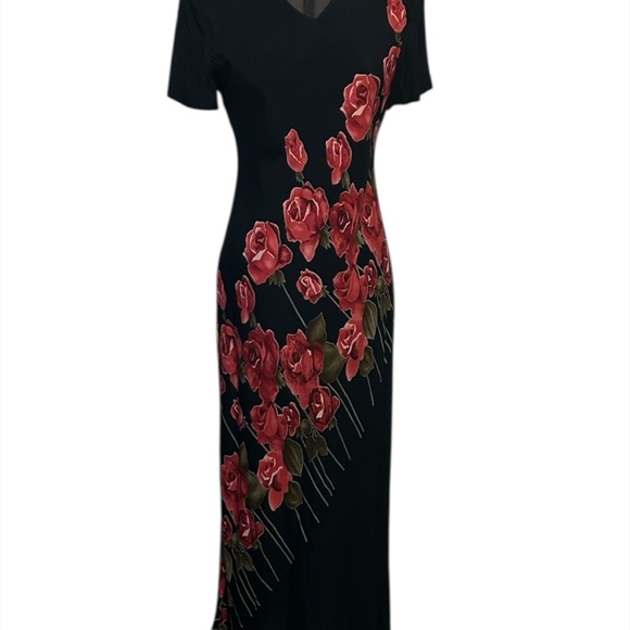 Donna Ricco | Dresses | Beautiful Donna Ricco Black Maxi Dress With Red ...